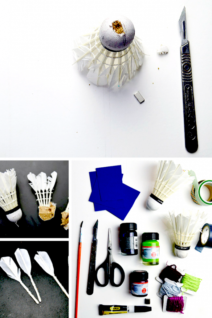 Upcycled Badminton Shuttlecocks (Birdies) - Pillar Box Blue