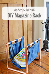 How to make a Trendy Copper and Denim DIY Magazine Rack - Pillar Box Blue