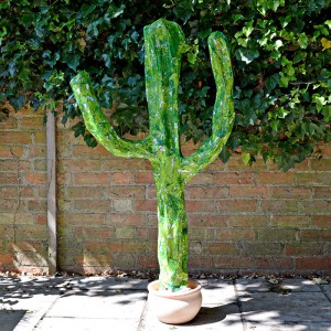 Easy DIY Giant Paper Mache Cactus - Pillar Box Blue