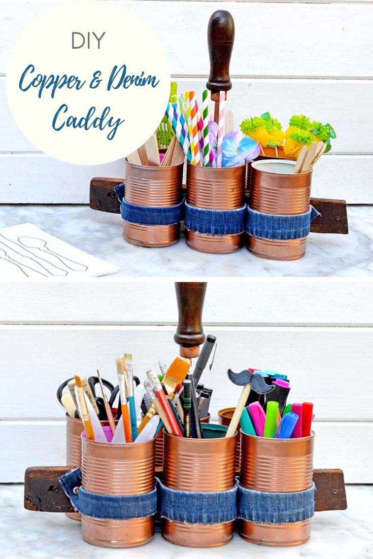 How To Make A Stylish DIY Craft and Utensil Caddy - Pillar Box Blue