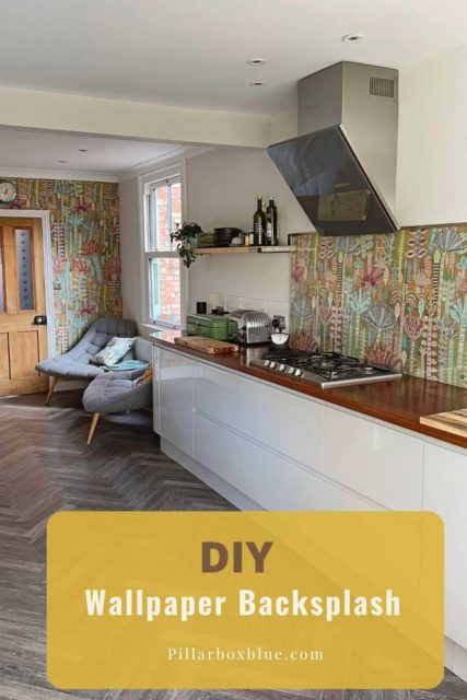 How To Make a Kitchen Wallpaper Backsplash (Splashback) - Pillar Box Blue