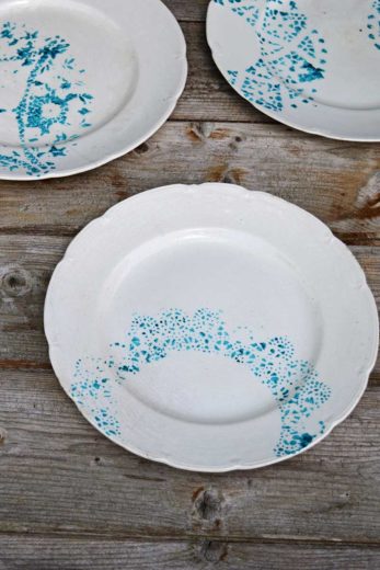 How to Paint on Plates and Make it Permanent (with Doilies) - Pillar ...