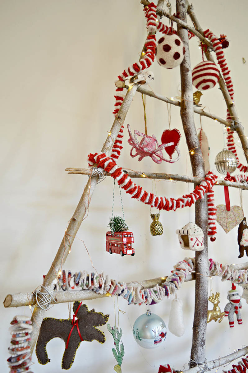 How To Make A DIY Branch Christmas Tree - Pillar Box Blue