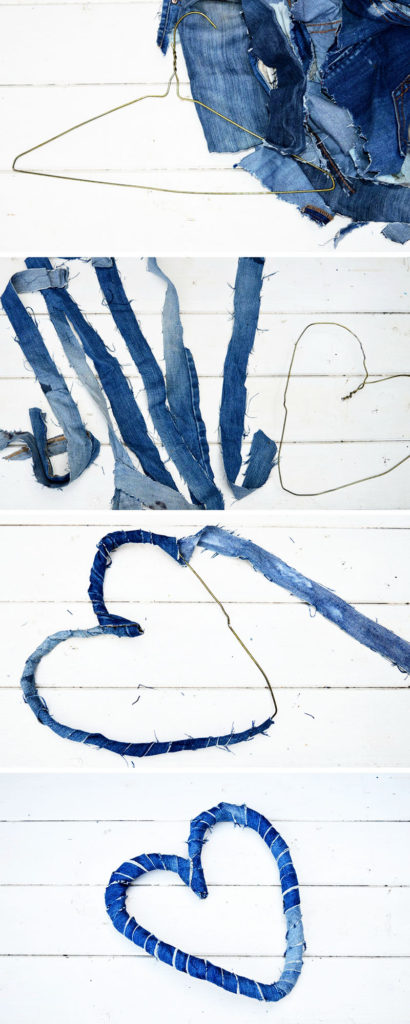 How to Make Delightful Denim Hearts 2 ways from Jeans - Pillar Box Blue