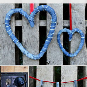 How to Make Delightful Denim Hearts 2 ways from Jeans - Pillar Box Blue