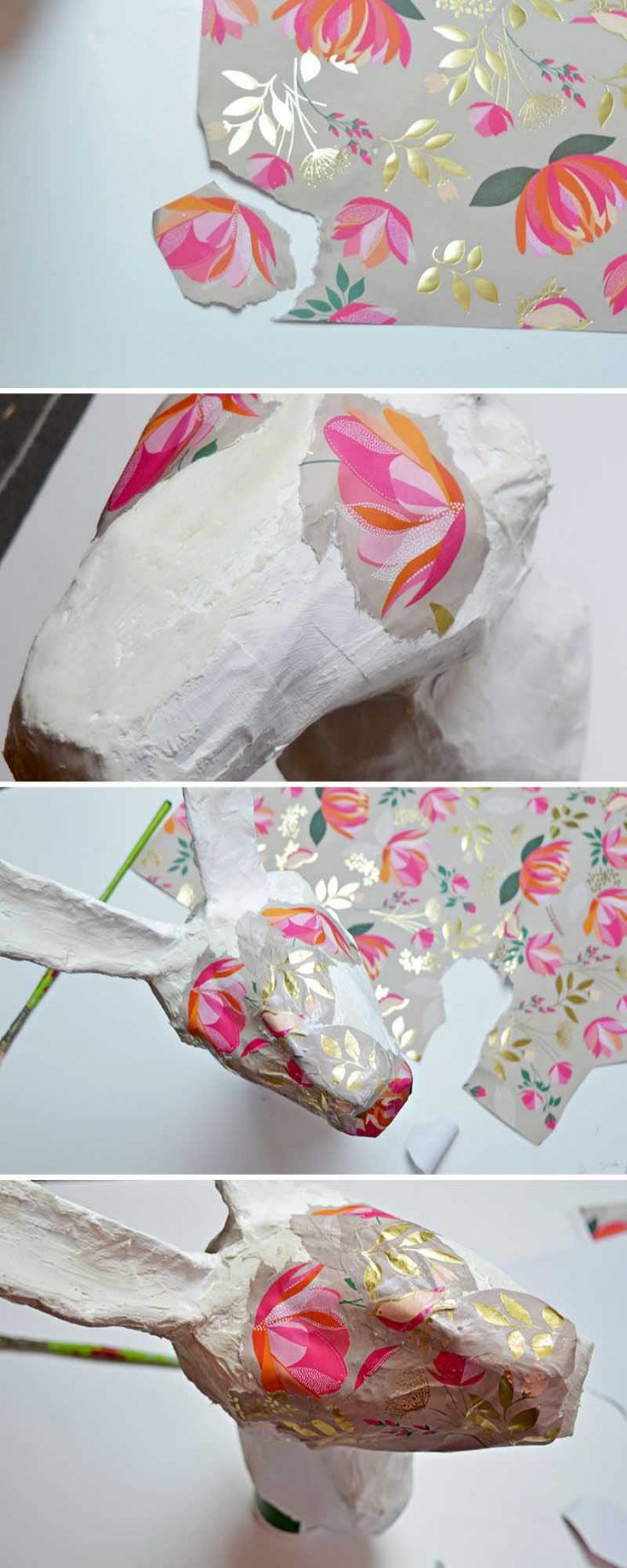 How To Make An Anthropologie Paper Mache Rabbit Head - Pillar Box Blue