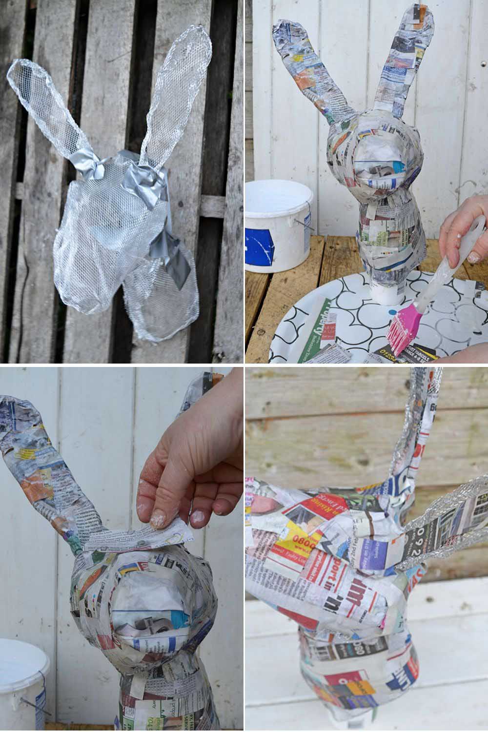 How To Make An Anthropologie Paper Mache Rabbit Head Pillar Box Blue