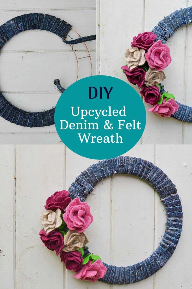 Easy To Make Gorgeous Denim Wreath - You'll Want On Your Door - Pillar ...
