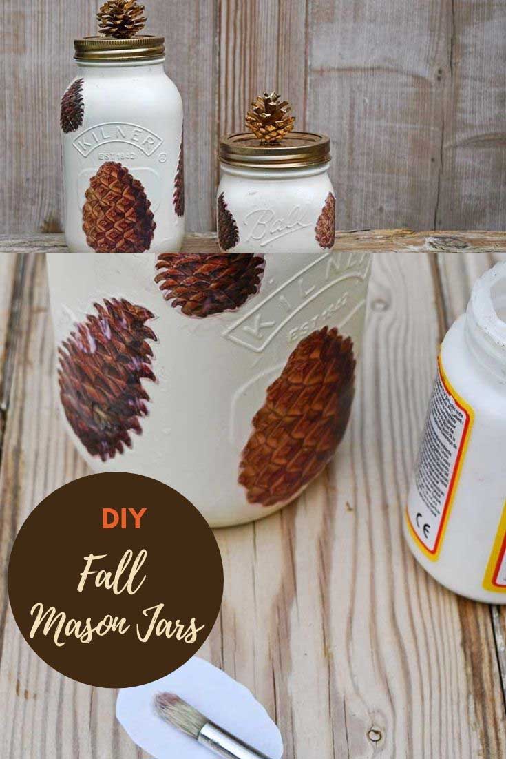 How To Use Pine Cones For A Unique Fall Mason Jar - Pillar Box Blue