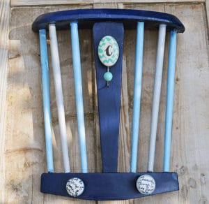 DIY Unique Kitchen Storage With A Repurposed Chair Back - Pillar Box Blue