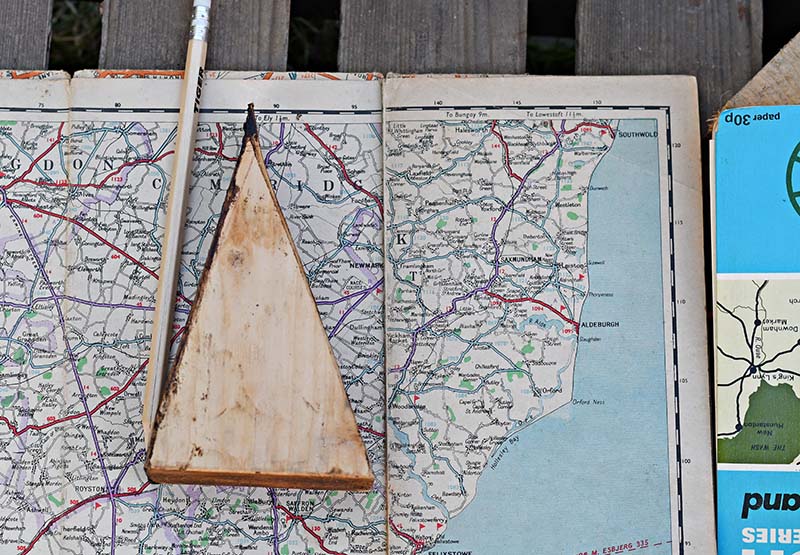 How To Make Unique Repurposed Wood Map Ornaments - Pillar Box Blue