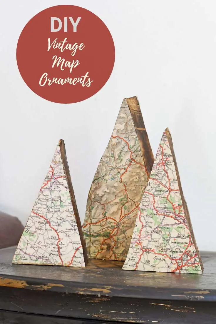 How To Make Unique Repurposed Wood Map Ornaments - Pillar Box Blue