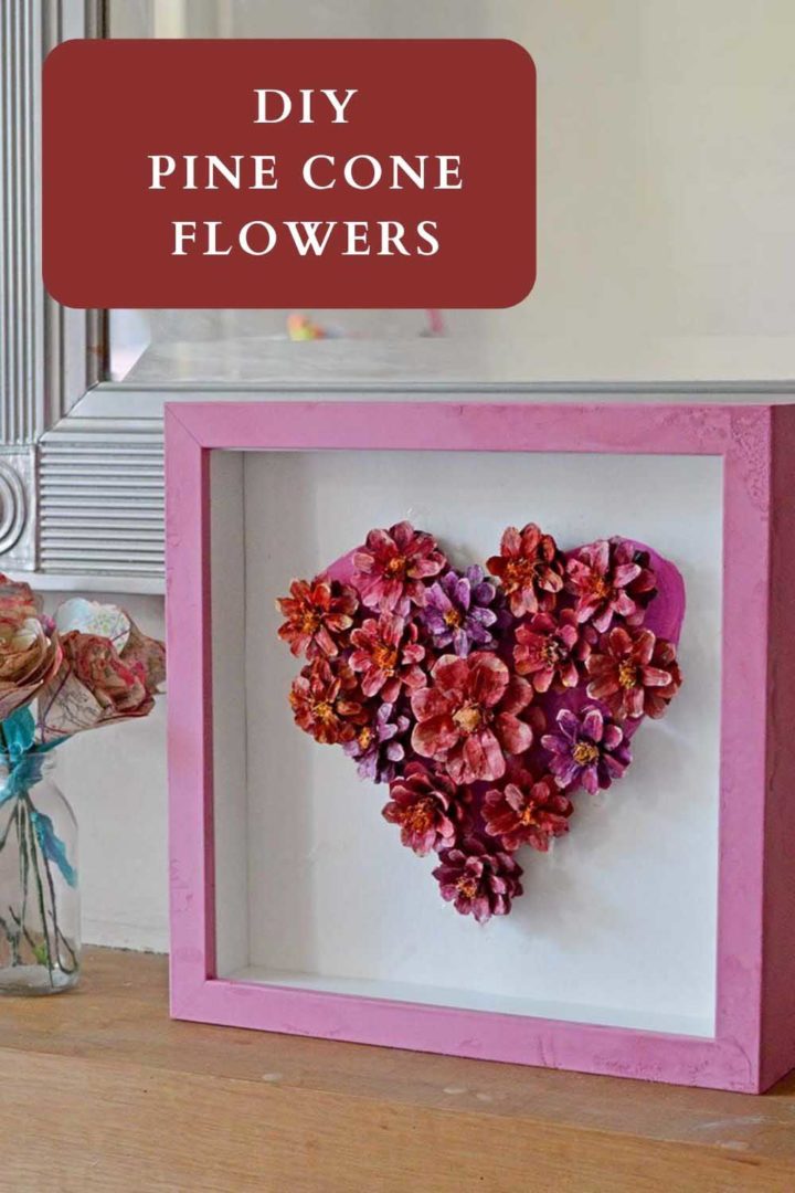 How To Make A Stunning Pine Cone Flower Heart Decoration - Pillar Box Blue