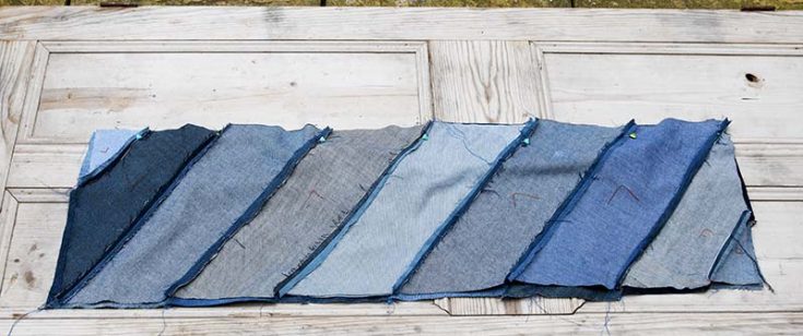 Easy To Make Unique Denim Handmade Chevron Rug - Pillar Box Blue