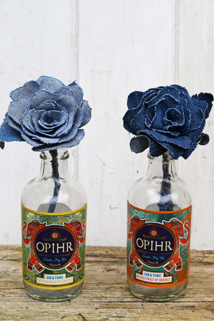 How To Make A Pretty Upcycled Denim Flowers Bouquet - Pillar Box Blue