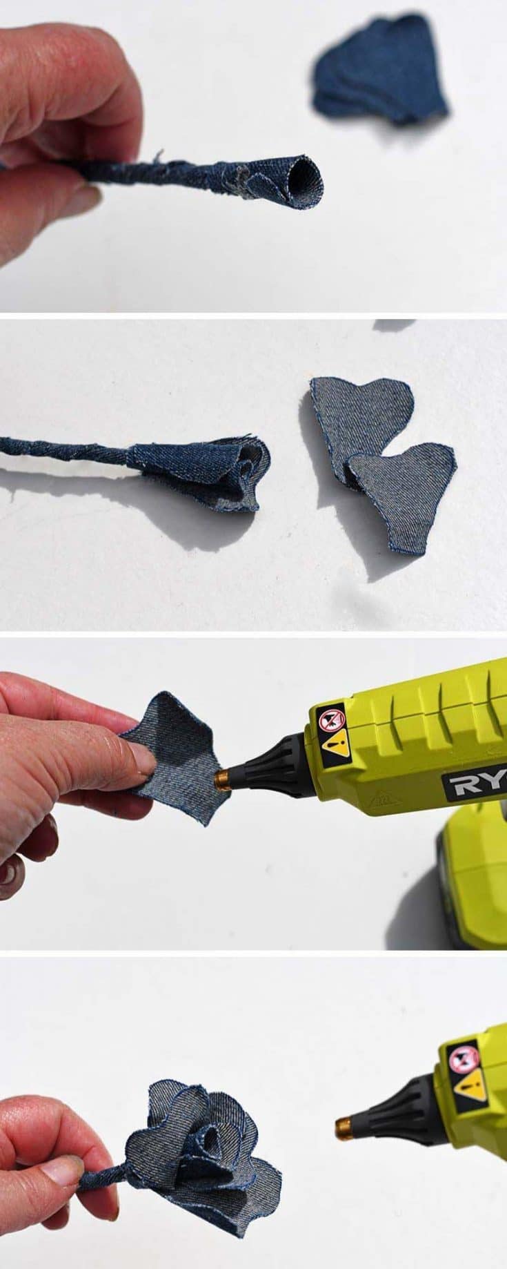 How To Make A Pretty Upcycled Denim Flowers Bouquet - Pillar Box Blue