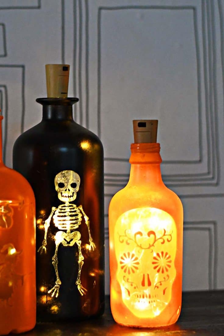 How To Make DIY Halloween Lights With Old Bottles - Pillar Box Blue
