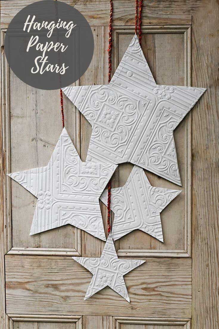 How To Make Paper Stars Hanging Decoration From Wallpaper - Pillar Box Blue