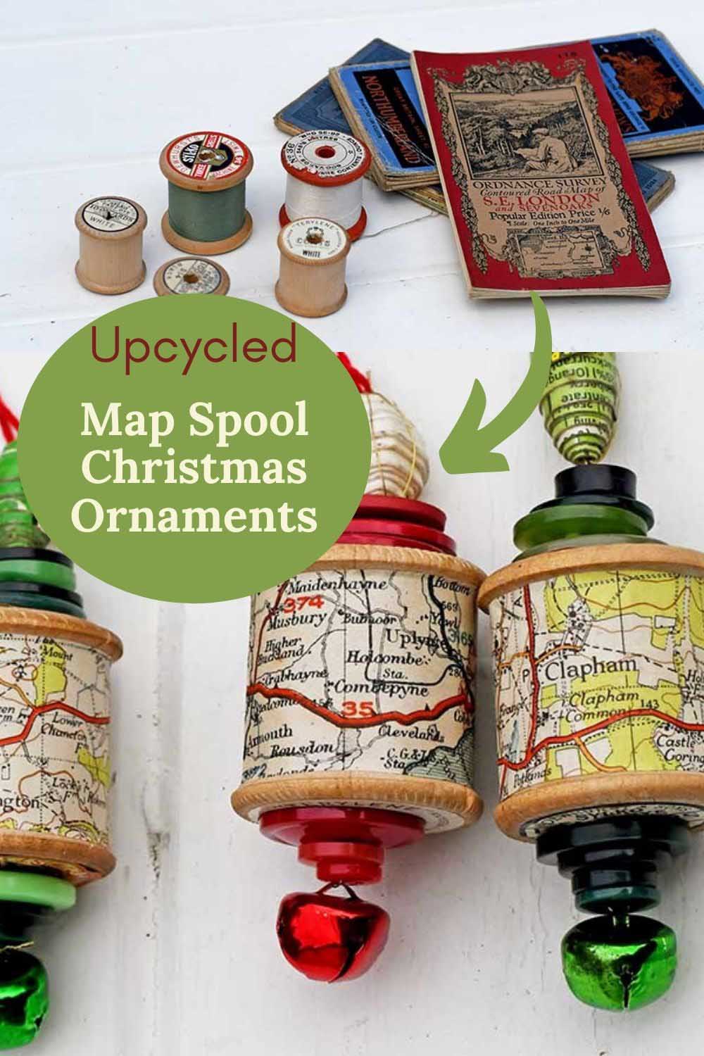 How To Make A Cotton Reel Map Christmas Ornament - Pillar Box Blue