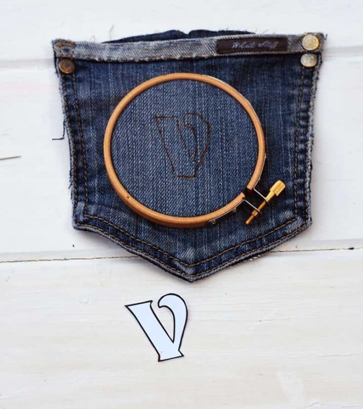 Embroidering Jean Pockets for Stylish Hanging Storage - Pillar Box Blue