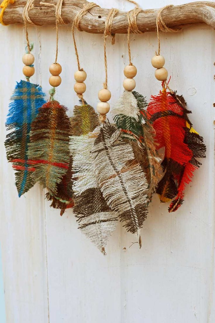 How to make DIY feathers From Upcycled Fabric Scraps - Pillar Box Blue