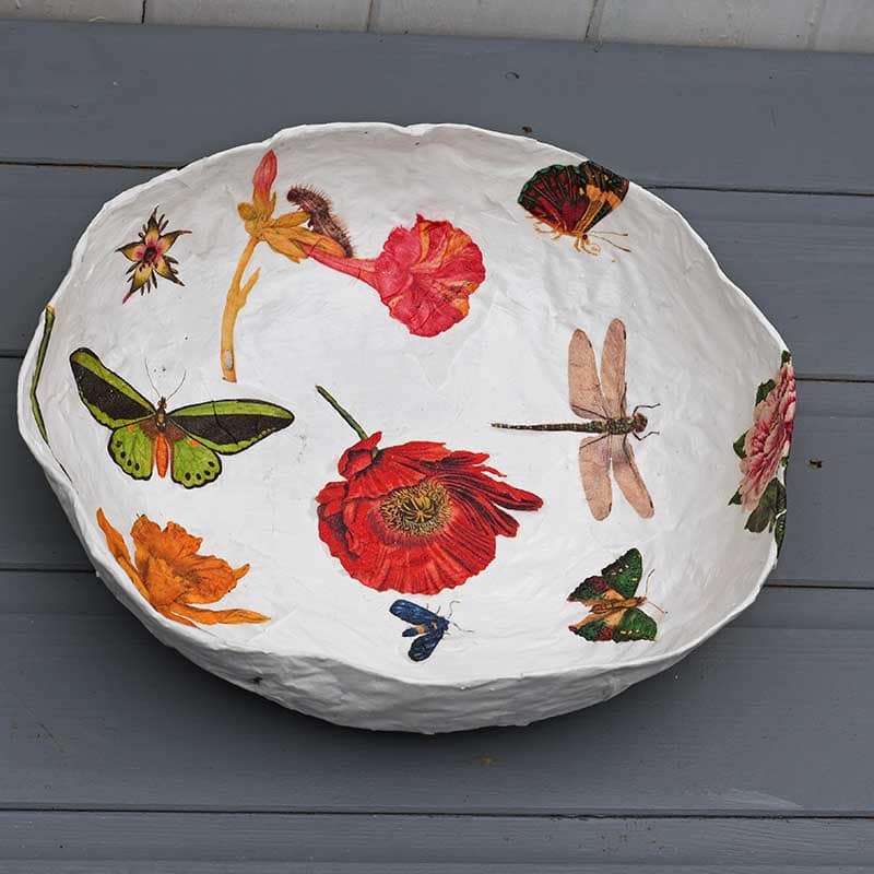How To Make A Paper Mache Bowl With Decoupage Pillar Box Blue