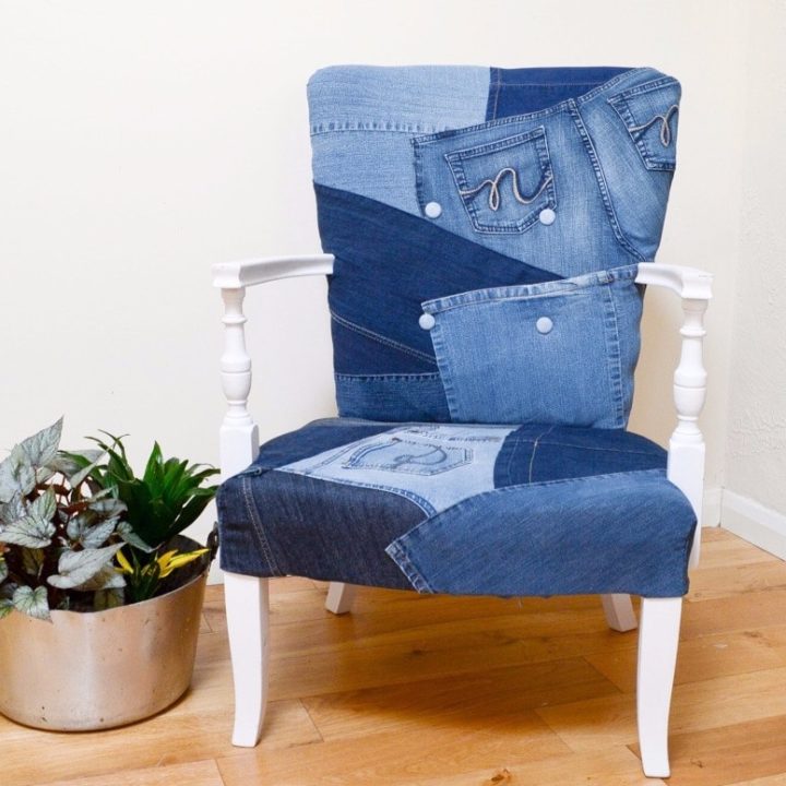 How To Repurpose Old Jeans for Trendy Denim Upholstery - Pillar Box Blue