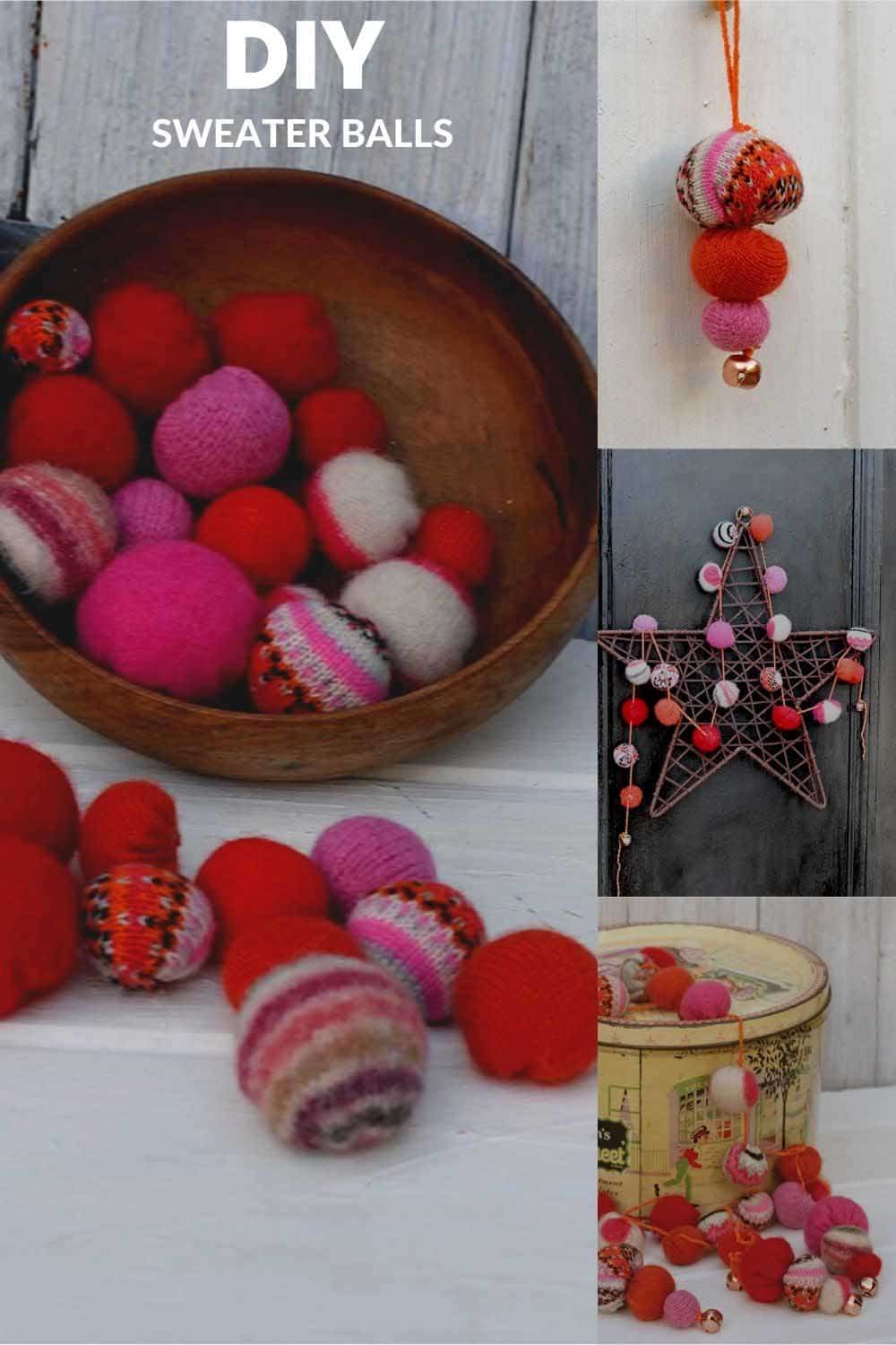 How To Make A Christmas Garland with Repurposed Sweater Balls - Pillar ...