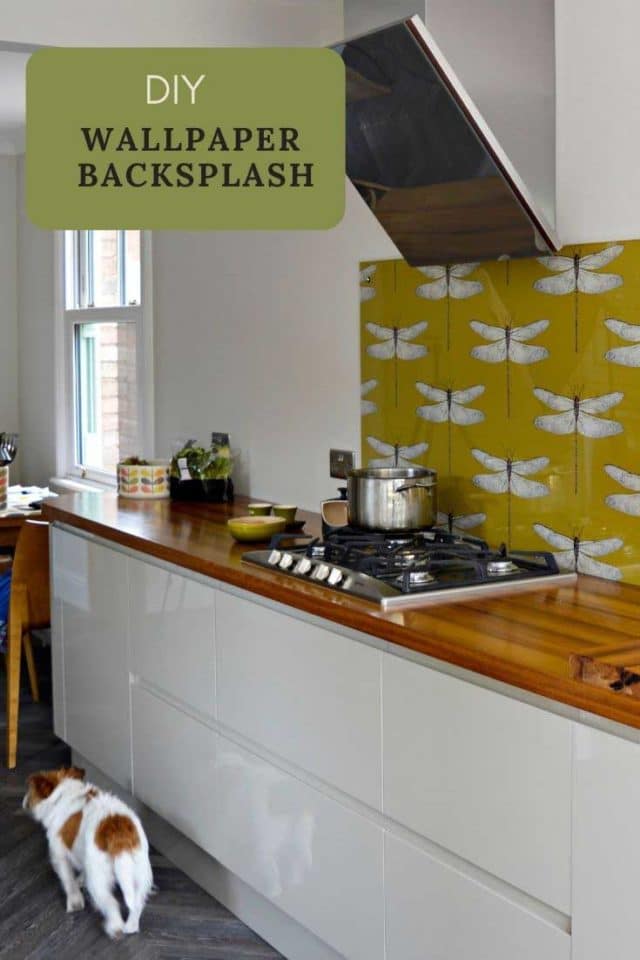 How To Make a Kitchen Wallpaper Backsplash (Splashback) - Pillar Box Blue