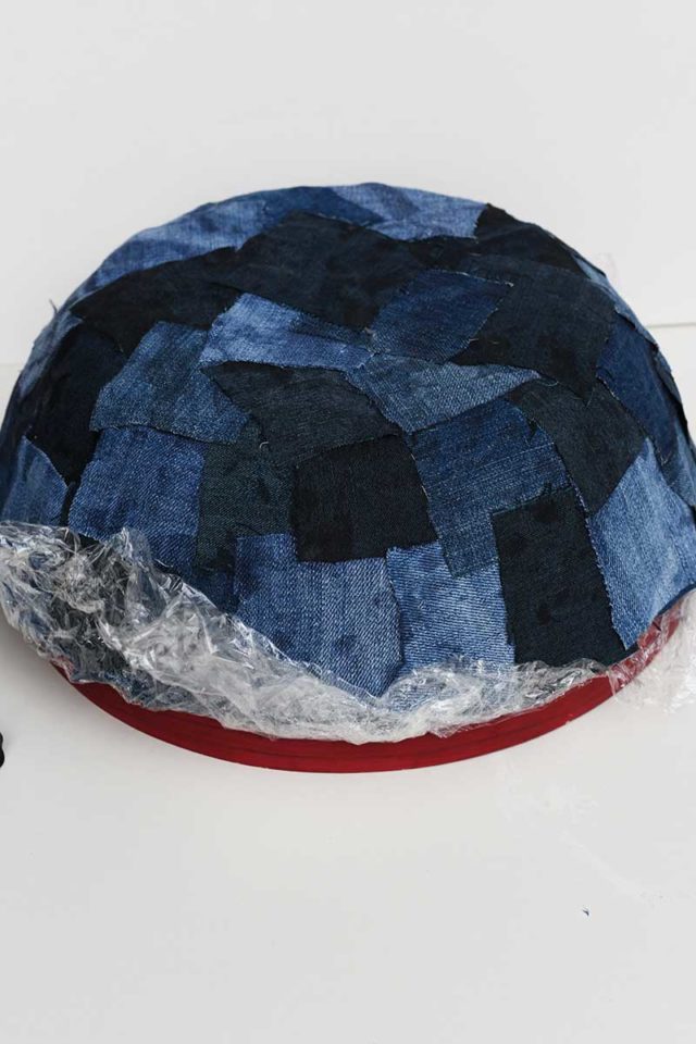 How To Make Fabric Mache Bowls With Patchwork Denim - Pillar Box Blue