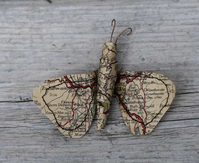 How To Make Map Paper Moths Art - Fun Faux Taxidermy - Pillar Box Blue