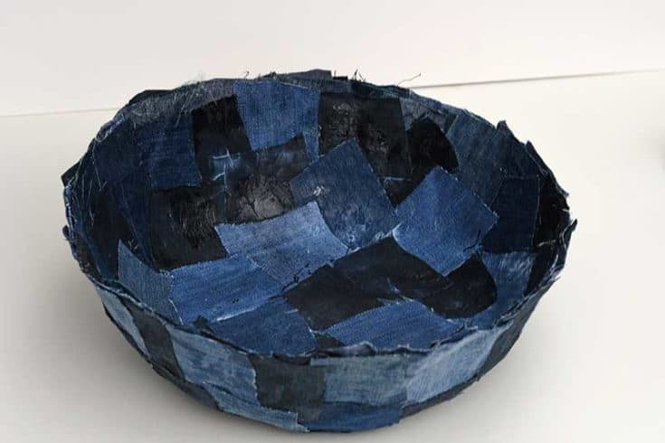 How To Make Fabric Mache Bowls With Patchwork Denim - Pillar Box Blue