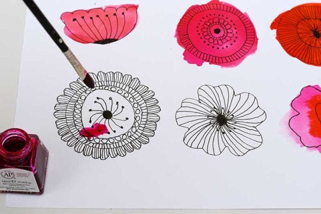 How To Make A Scandinavian Flower Doodle Decoration - Pillar Box Blue