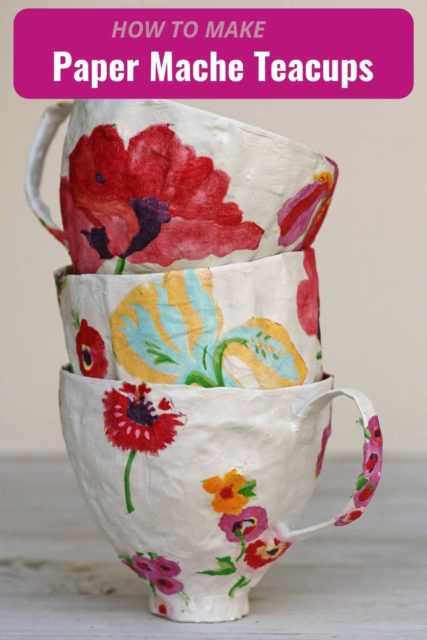 How To Make Decoupage Paper Mache Teacups - Pillar Box Blue