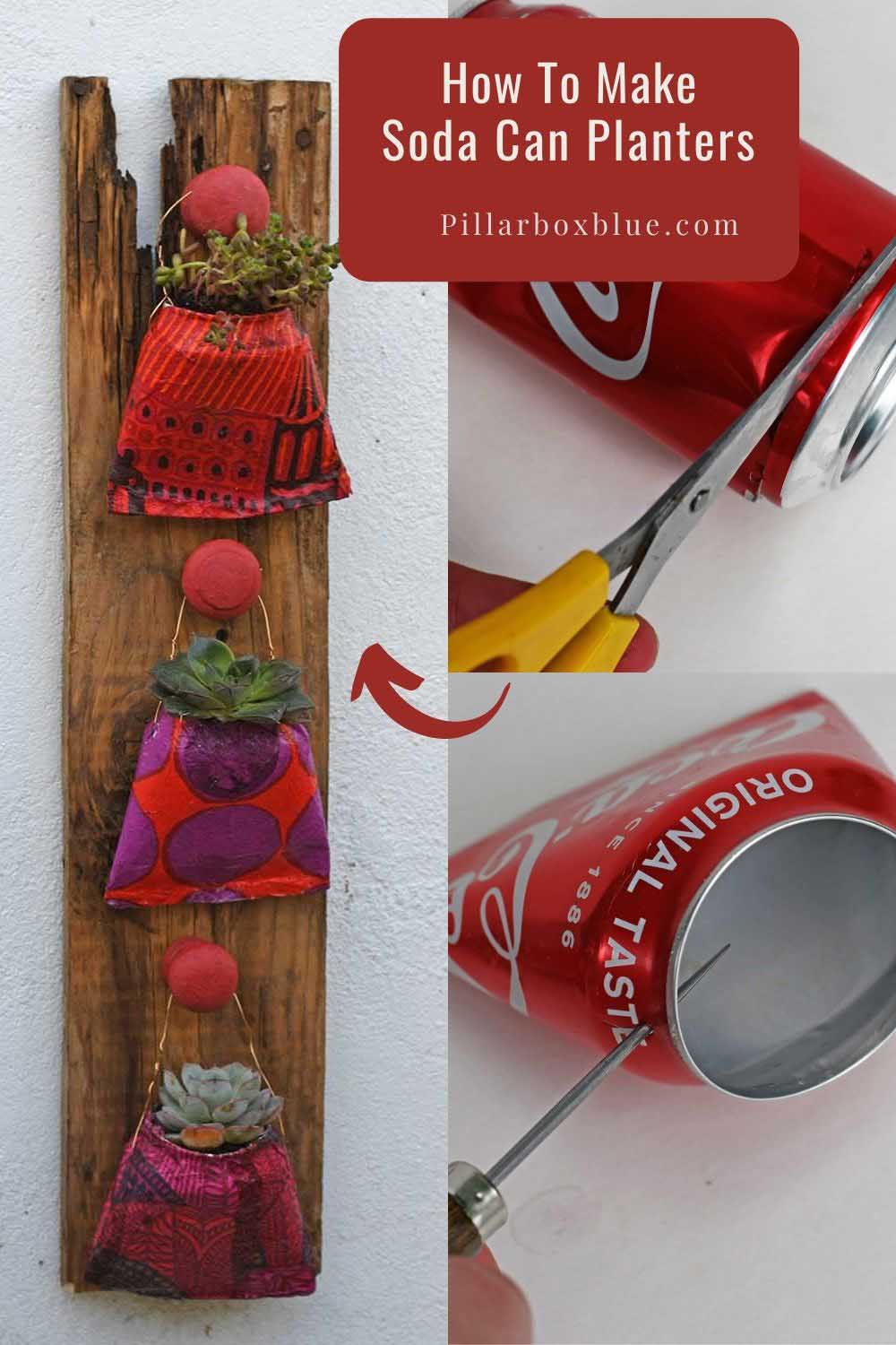 Cute DIY Hanging Tin & Soda Can Planters - Pillar Box Blue