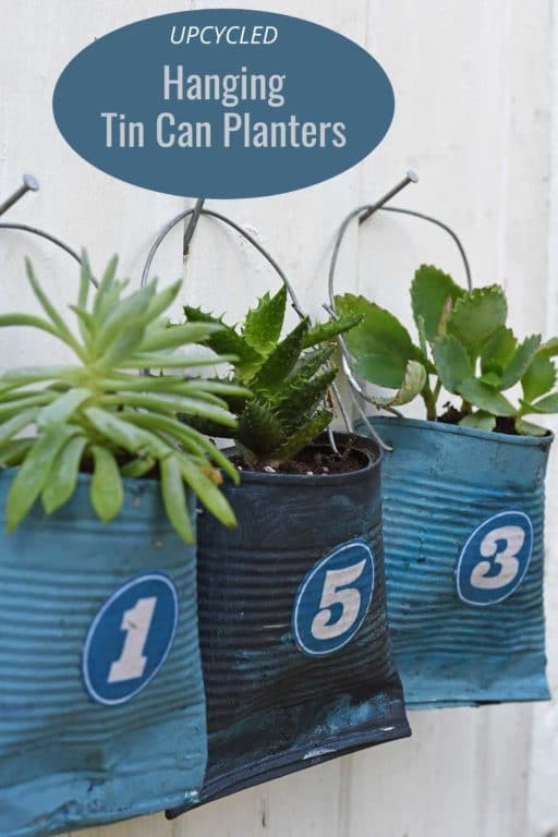 Cute DIY Hanging Tin & Soda Can Planters - Pillar Box Blue