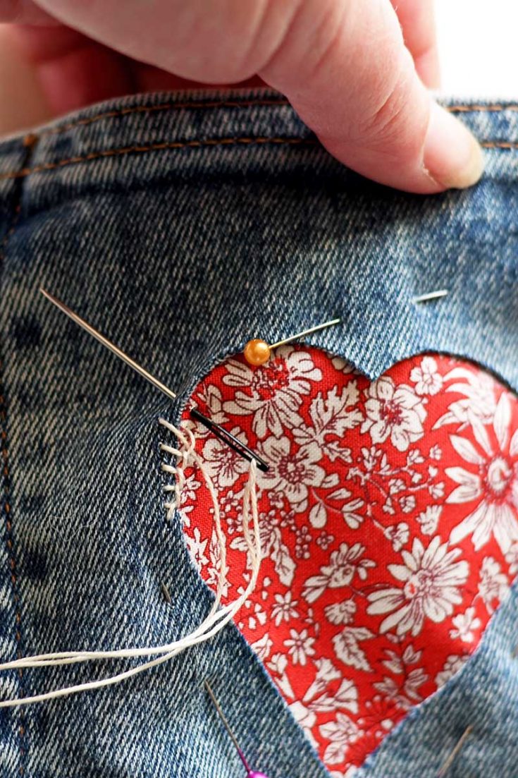 How To Make Cool Denim Applique Heart Pockets - Pillar Box Blue