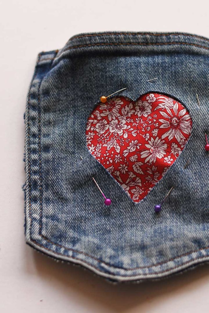 How To Make Cool Denim Applique Heart Pockets - Pillar Box Blue