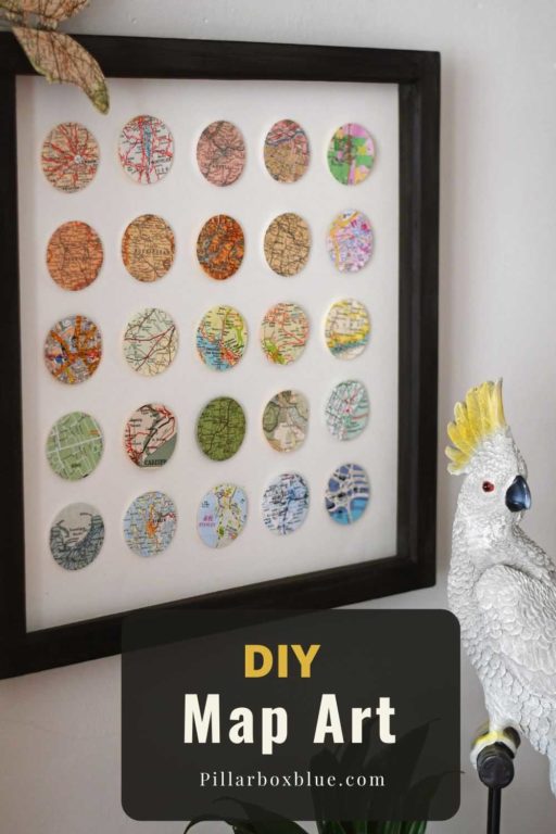 DIY Map Art With Repurposed Road Maps - Pillar Box Blue