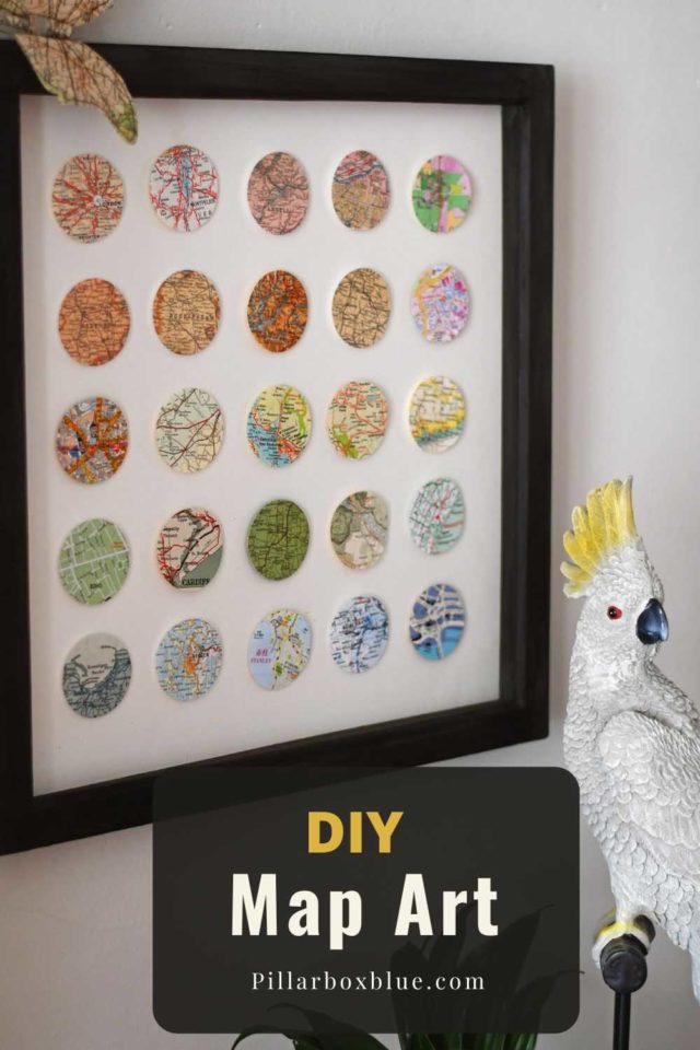 DIY Map Art With Repurposed Road Maps - Pillar Box Blue