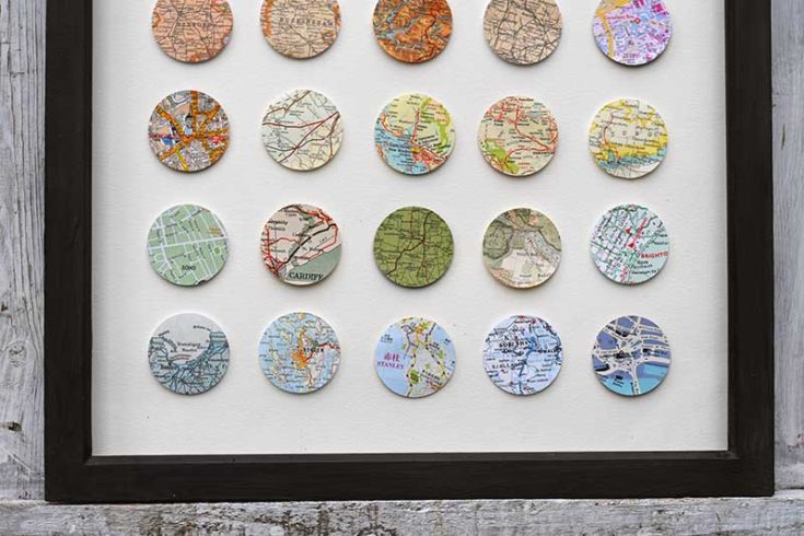 DIY Map Art With Repurposed Road Maps - Pillar Box Blue