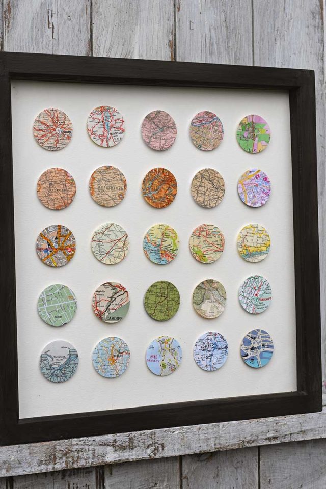 DIY Map Art With Repurposed Road Maps - Pillar Box Blue