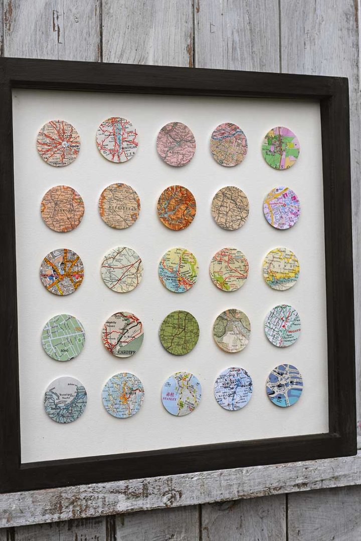 DIY Map Art With Repurposed Road Maps - Pillar Box Blue