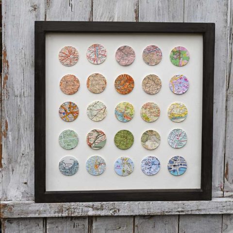 DIY Map Art With Repurposed Road Maps - Pillar Box Blue