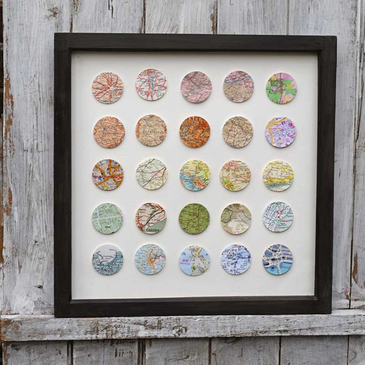 DIY Map Art With Repurposed Road Maps - Pillar Box Blue