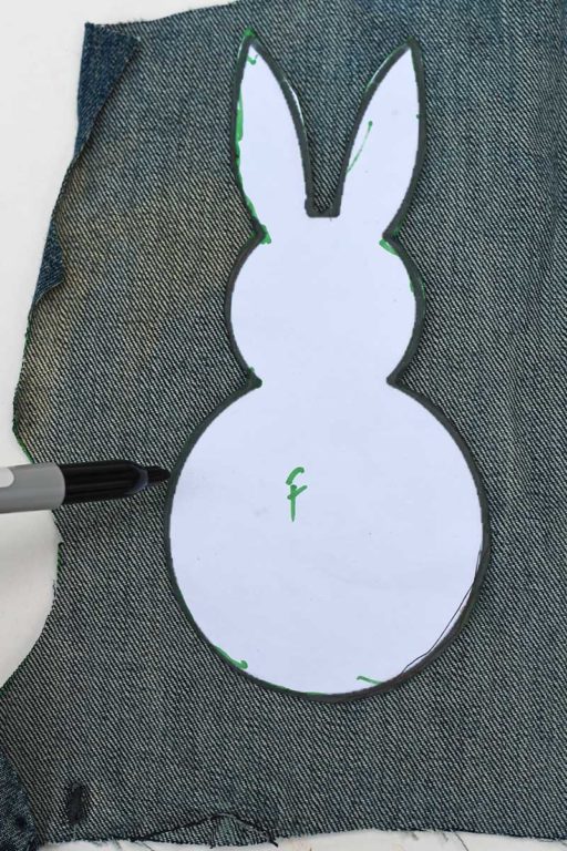 DIY Denim Bunny Craft with Free Bunny Templates - Pillar Box Blue