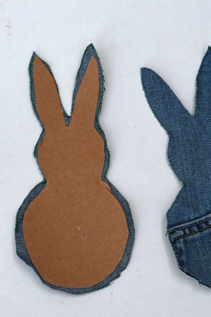 DIY Denim Bunny Craft with Free Bunny Templates - Pillar Box Blue