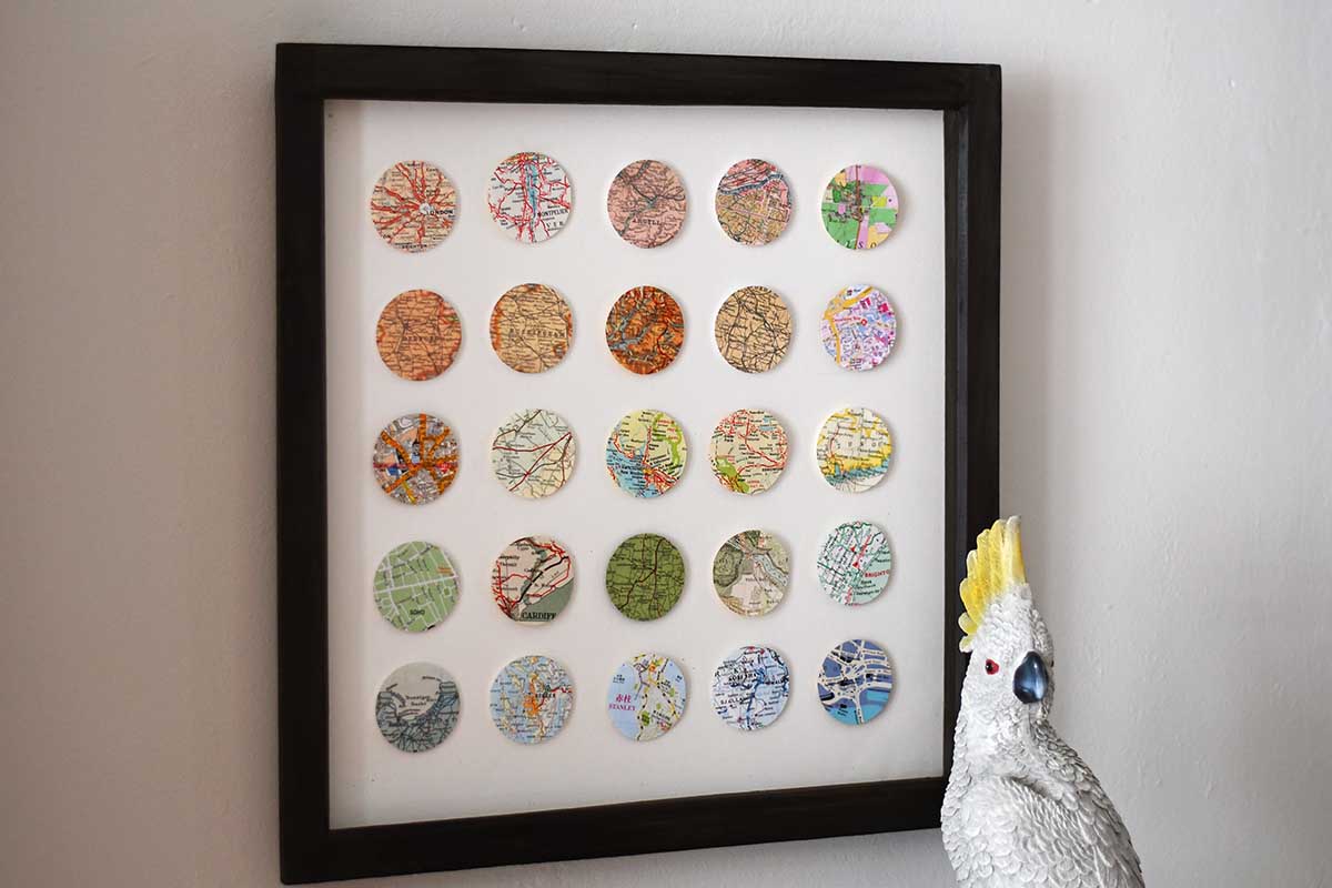 DIY Map Art With Repurposed Road Maps - Pillar Box Blue