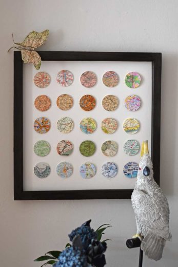 DIY Map Art With Repurposed Road Maps - Pillar Box Blue