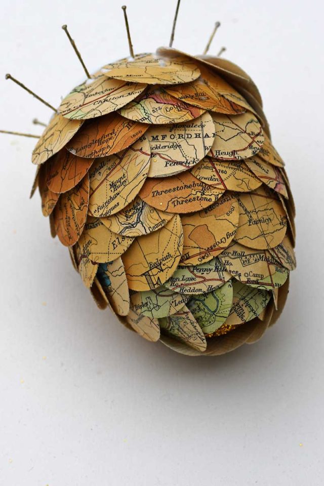 How To Make Paper Pine Cone Ornaments The Easy Way - Pillar Box Blue